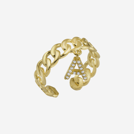 Buchstaben Ring mit Zirkonia Steine | GOKSTONE